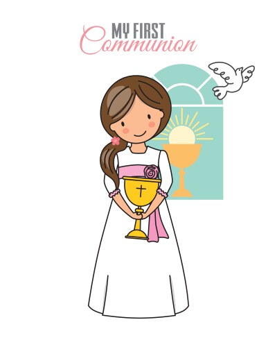 First holy communion cute little girl Royalty Free Vector