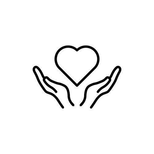 Heart and hands icon set love support Royalty Free Vector