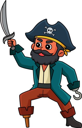 Pirate fighting colored cartoon Royalty Free Vector Image