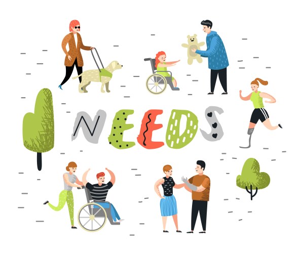 Character disabled children Royalty Free Vector Image