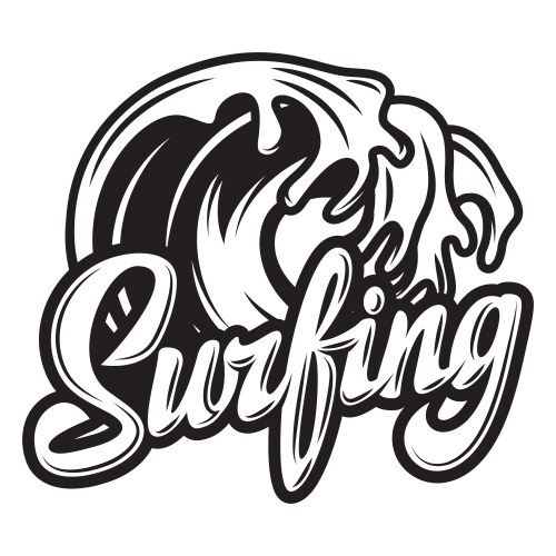 Surfing logo ride the wave surf rider Royalty Free Vector