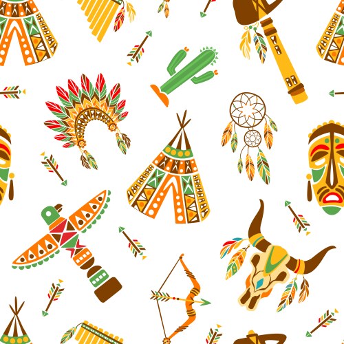 Seamless ethnic indian feathers plumage pattern Vector Image