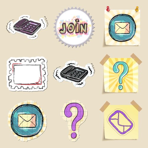 Communication icons set hand drawn and isolated Vector Image