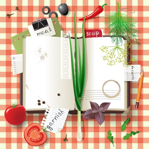 Kitchen recipe background Royalty Free Vector Image