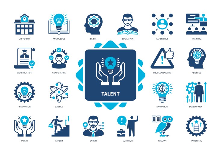 Recruitment solid icon set Royalty Free Vector Image