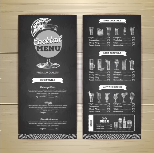 Hot drinks chalkboard menu list template Vector Image