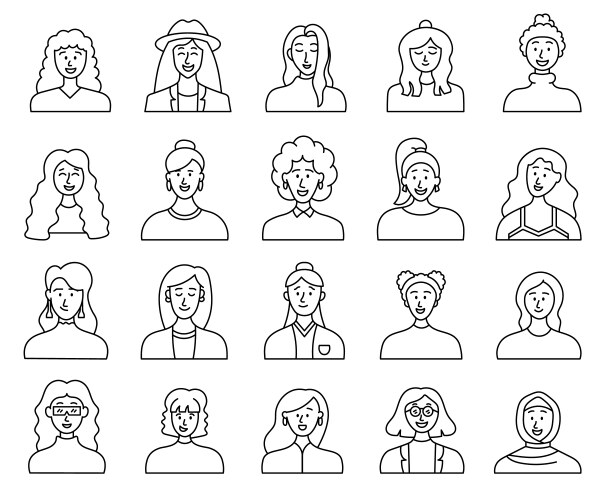 Women avatars seamless pattern portrait Royalty Free Vector