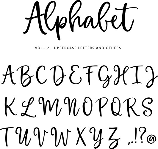 Handwritten font alphabet simple letter Royalty Free Vector