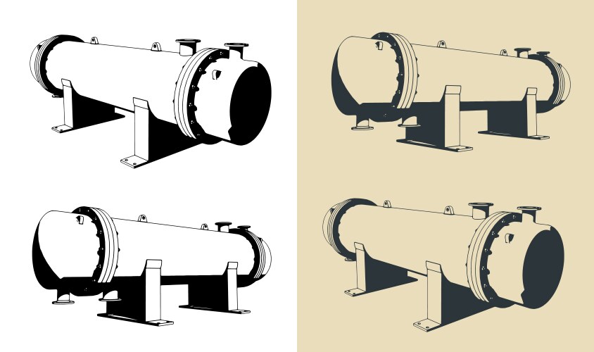 Shell and tube heat exchanger Royalty Free Vector Image