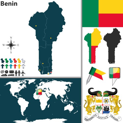 Benin Map High Detailed Blue Royalty Free Vector Image