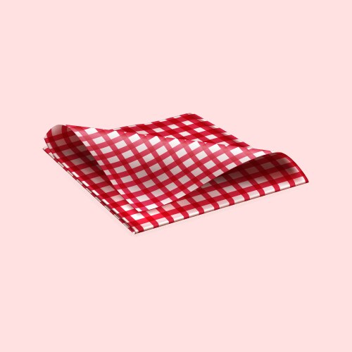 A red checkered napkin lies on plate Royalty Free Vector