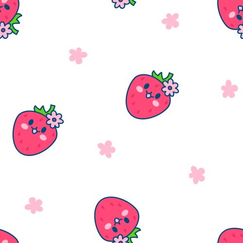 Cute happy strawberry seamless pattern Royalty Free Vector