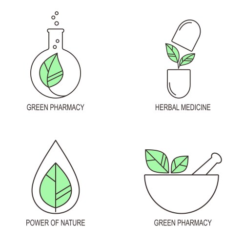 Natural alternative herbal medicine icons Vector Image