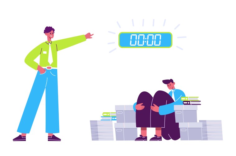 Kanban board concept cartoon employees assigning Vector Image