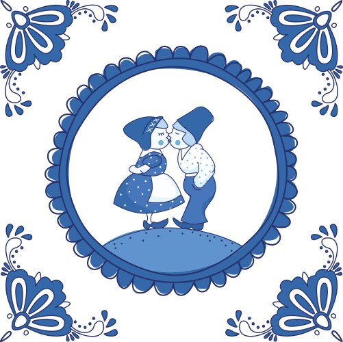 Delft blue tulips Royalty Free Vector Image - VectorStock