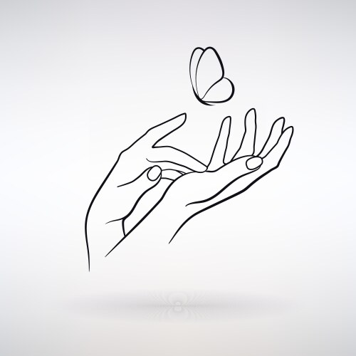 Two hands with interlocked or intertwined fingers Vector Image