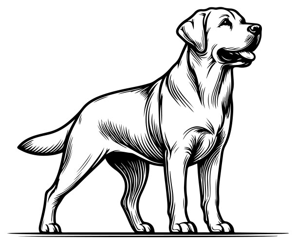 Labrador line art drawing Royalty Free Vector Image