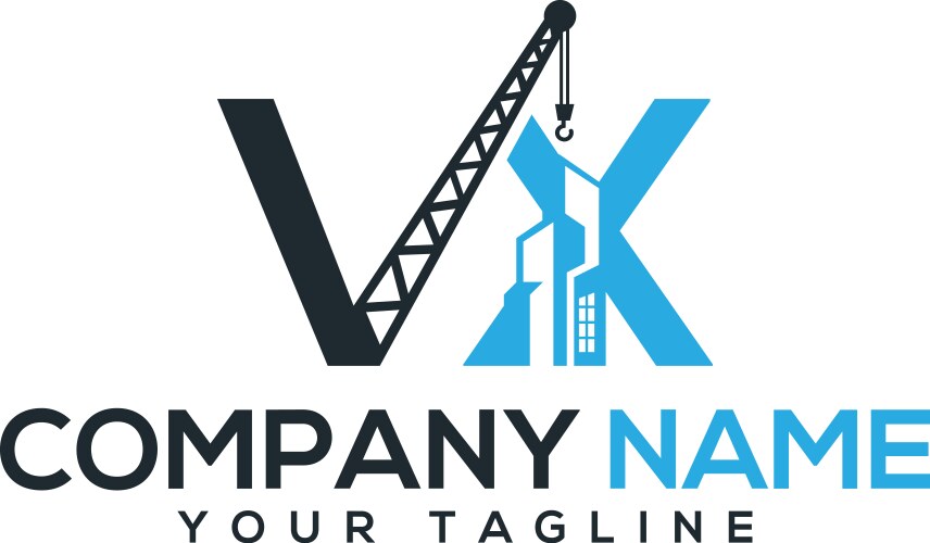 Vt letter with crane for construction company logo