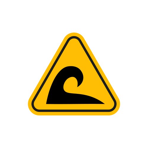 High sea waves warning sign icon set alert Vector Image