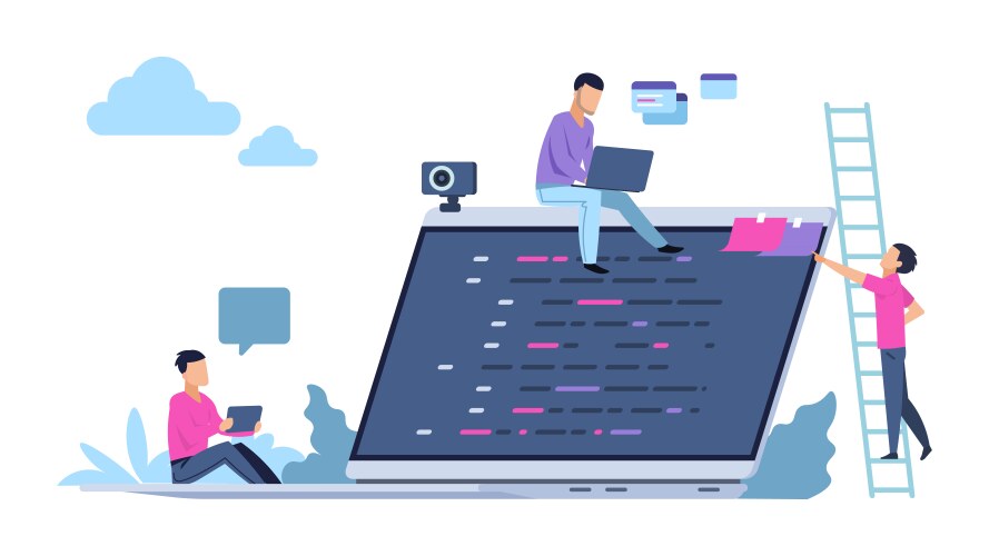 Developing programming and coding technologies Vector Image