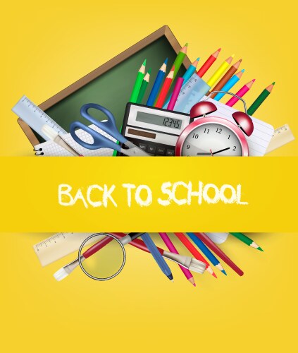 Grüner Hintergrund mit Schulbedarf Lizenzfreier Vektor