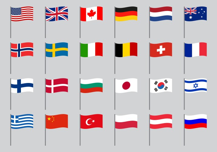 Waving Flags of Different Countries Vector Images (over 210)