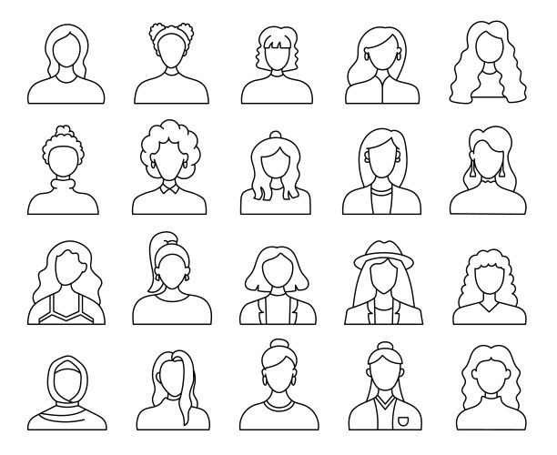 Women avatars seamless pattern portrait Royalty Free Vector