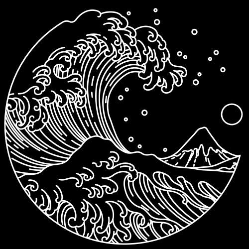Japanese wave line art Royalty Free Vector Image