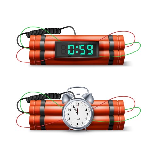 Bomb clock timer isolated Royalty Free Vector Image