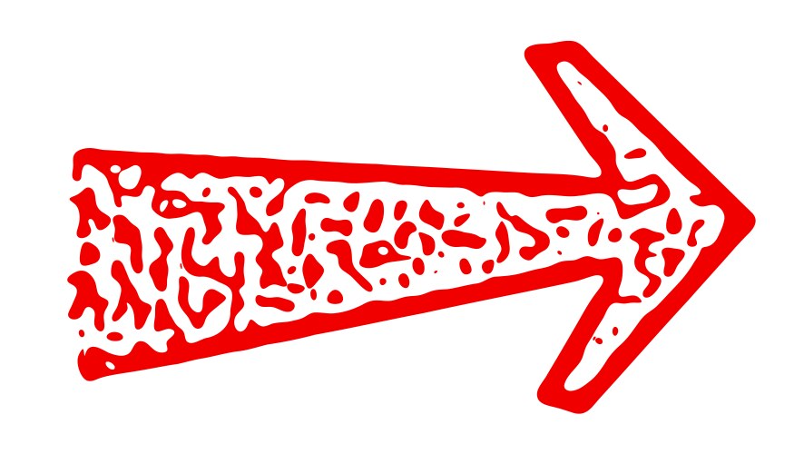 Red textured upward curved arrow Royalty Free Vector Image