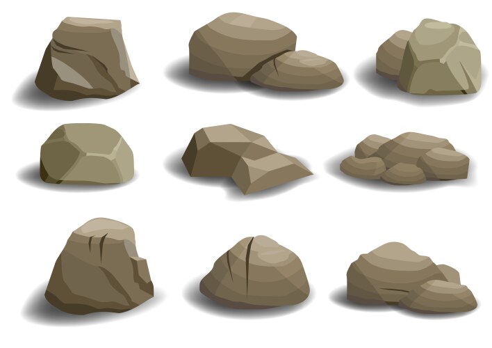 Rock stone isometric rocks and stones geological Vector Image