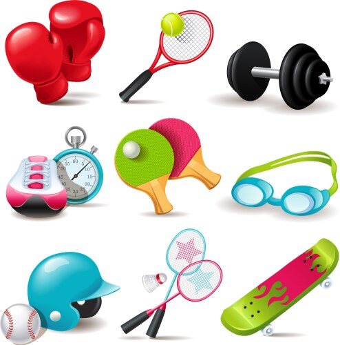 Icons sport items Royalty Free Vector Image - VectorStock