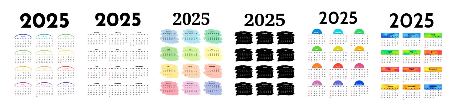 Calendar for 2025 isolated on a white background Vector Image