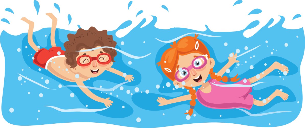 Kids swimming underwater Royalty Free Vector Image