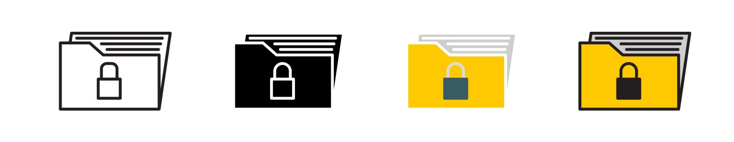 Secret folder icon set confidential data secure Vector Image