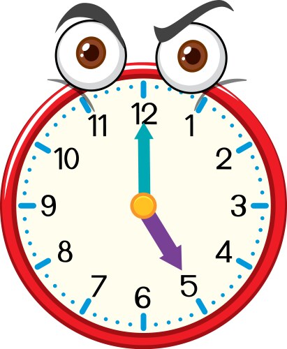 Clock face cartoon educational worksheet Vector Image