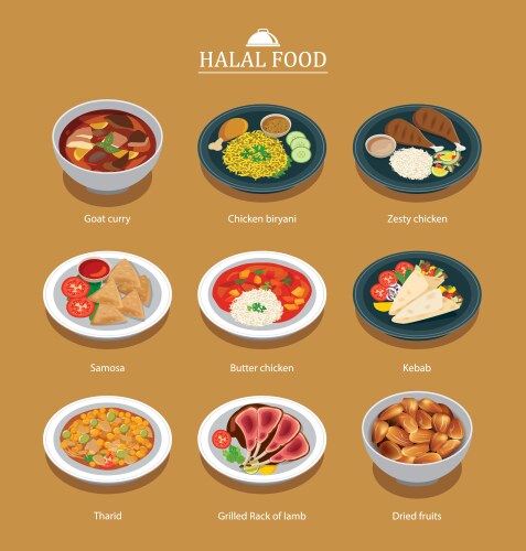 Arabic food icons set Royalty Free Vector Image