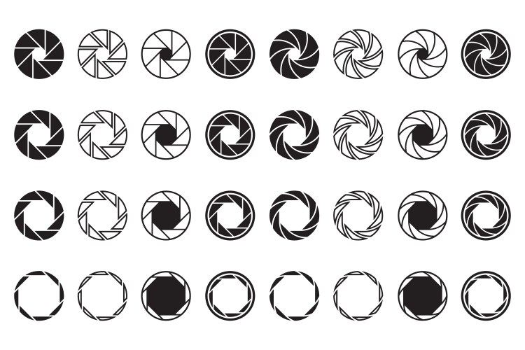 Aperture icon set with value numbers camera Vector Image
