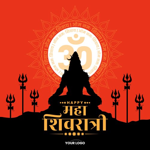 Maha shivratri festival blessing card design Vector Image