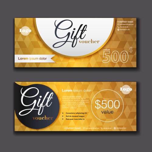 Elegant Blue & Gold Gift Voucher Set Vector Image