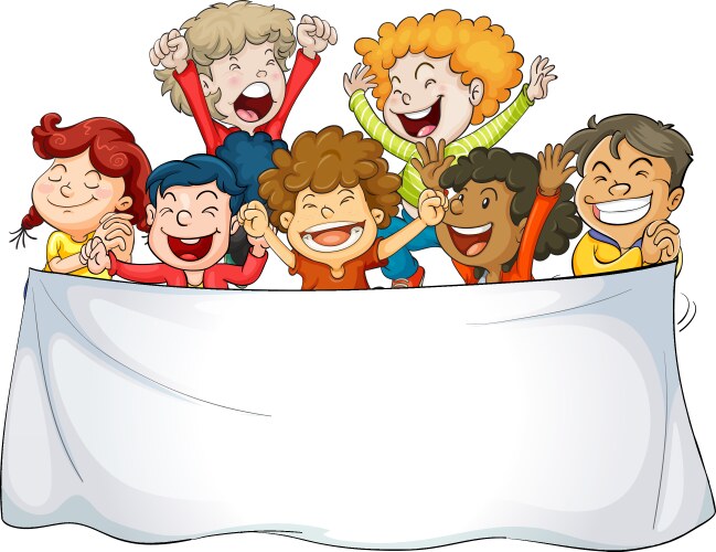 Border template with many happy kids Royalty Free Vector
