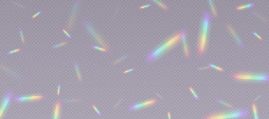 Rainbow refraction overlay prism light effect Vector Image