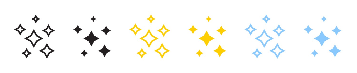 Shine icon set magic twinkle sparkle and glitter Vector Image