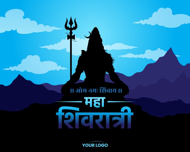 Maha shivratri festival blessing card design Vector Image