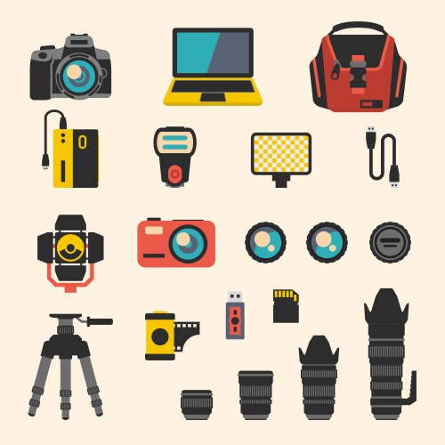 Set camera Royalty Free Vector Image - VectorStock