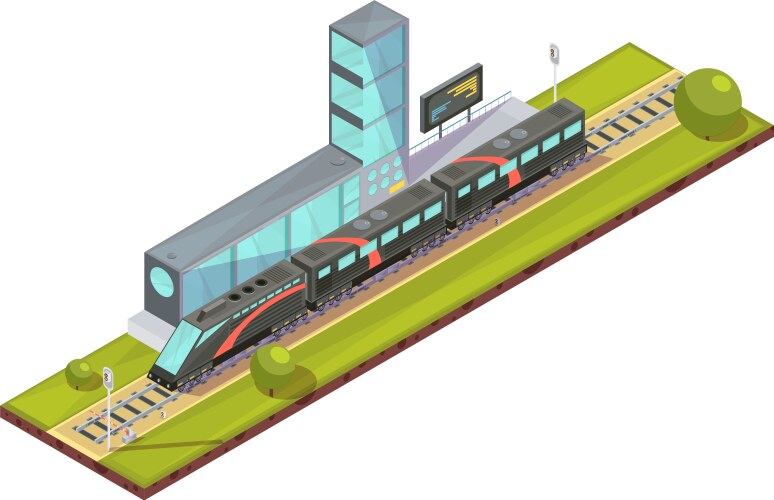 Isometric bus station terminal Royalty Free Vector Image