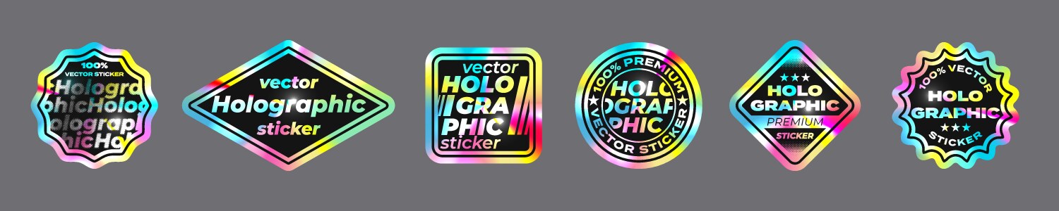 Holographic sticker set iridescent foil Royalty Free Vector