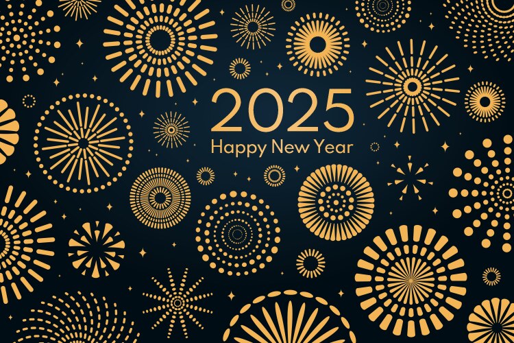 2025 new year golden fireworks background Vector Image