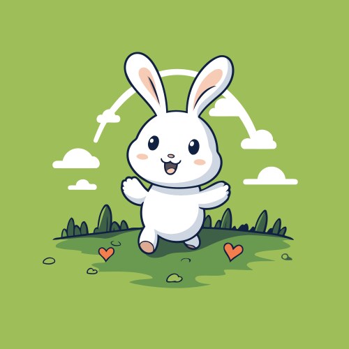 Cute rabbit jumping on a seesaw cartoon Royalty Free Vector