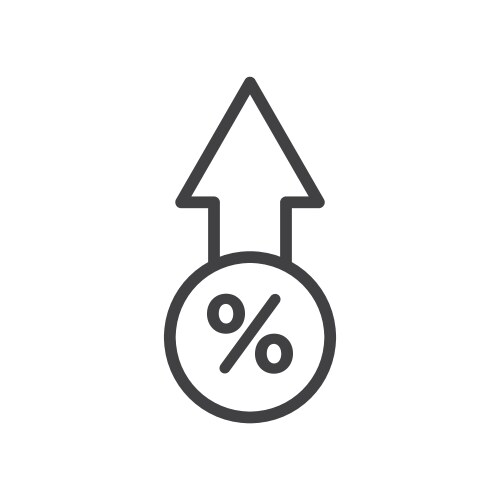 Interest growth icon set increase percentage Vector Image